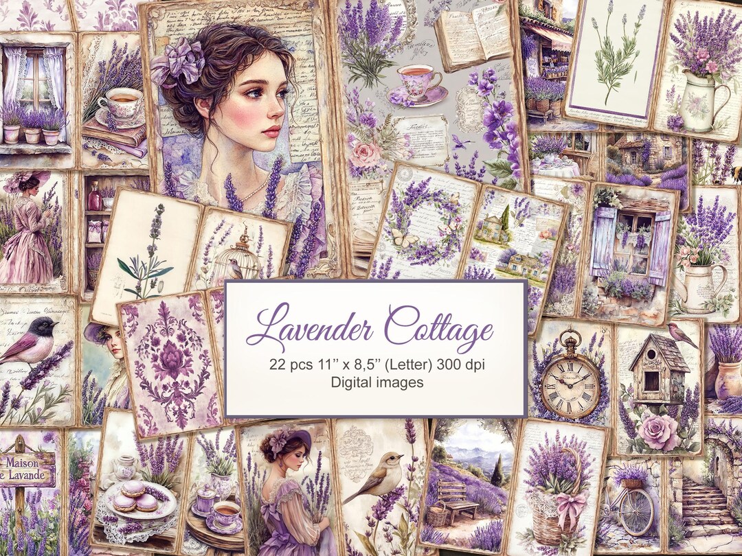 Lavender Cottage Printable Double Pages. French Provence Shabby Chic ...