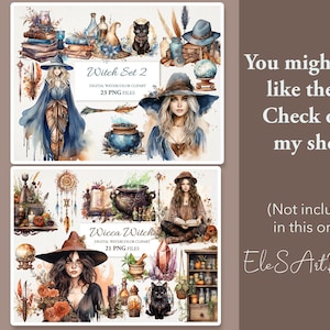 Fire Element Witch Witchcraft Watercolor Clipart PNG Bundle. AI ...