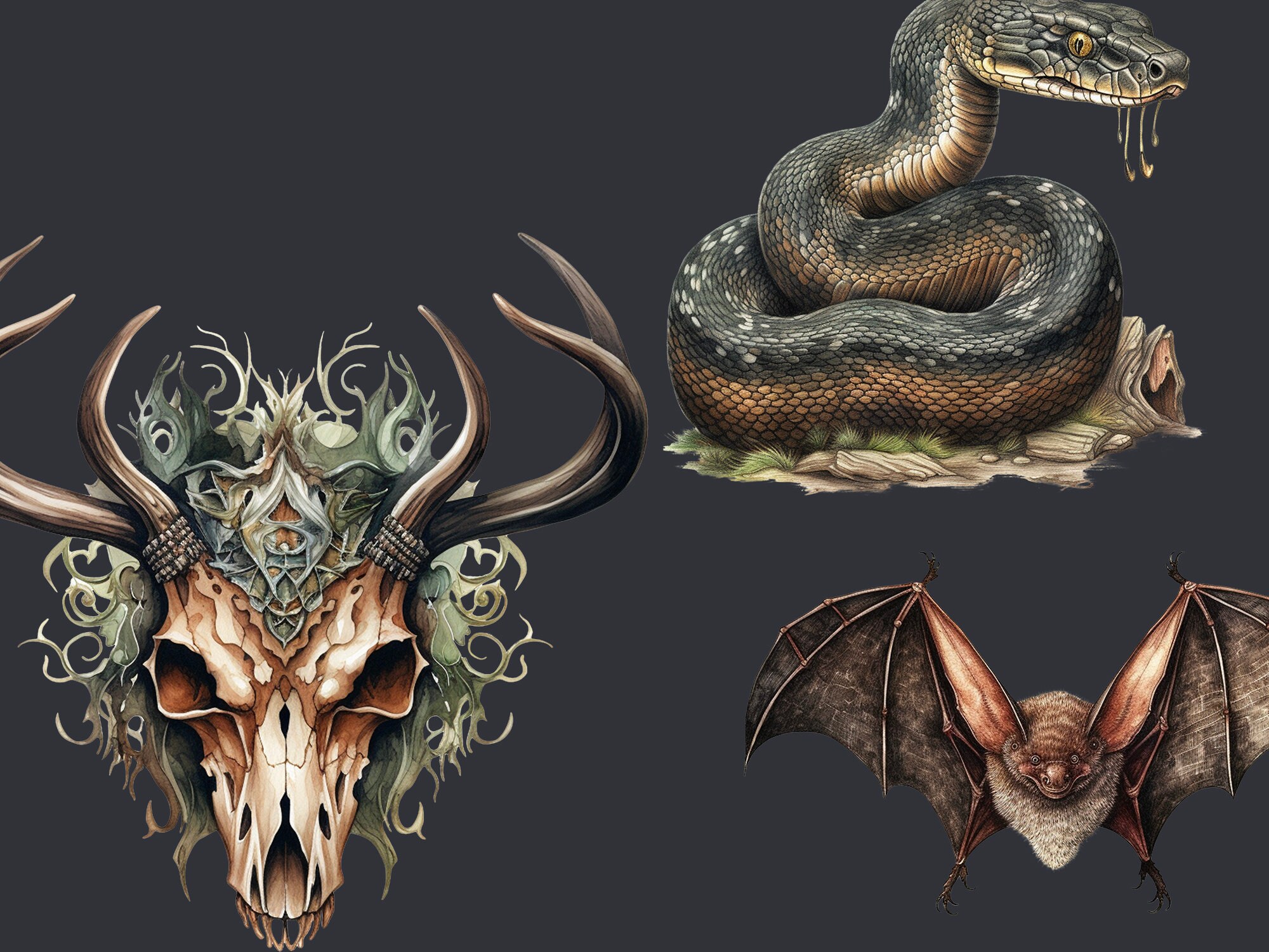 Samhain Wicca Wiccan Celtic Neopagan Watercolor Clipart PNG Bundle ...