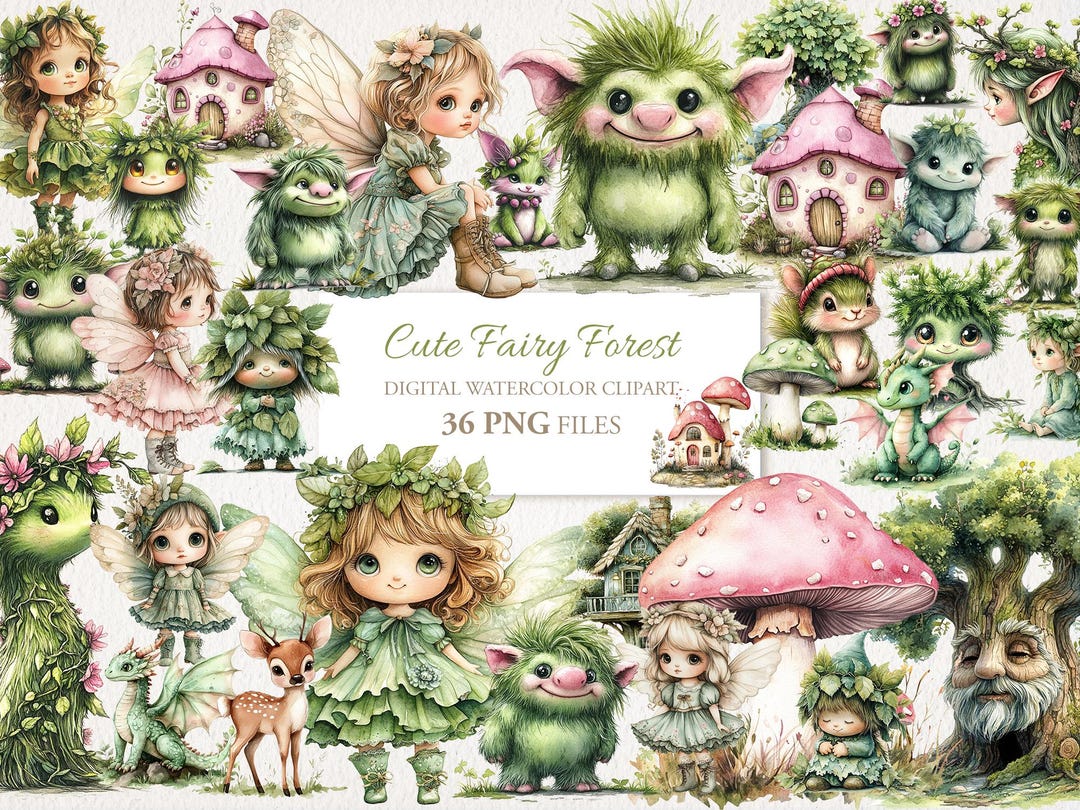Fairy Forest Watercolor Clipart Bundle: 36 PNG (digital Download) - Etsy
