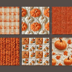 Cozy Pumpkin Fabric Seamless Pattern. Knitted Embroidered Texture ...