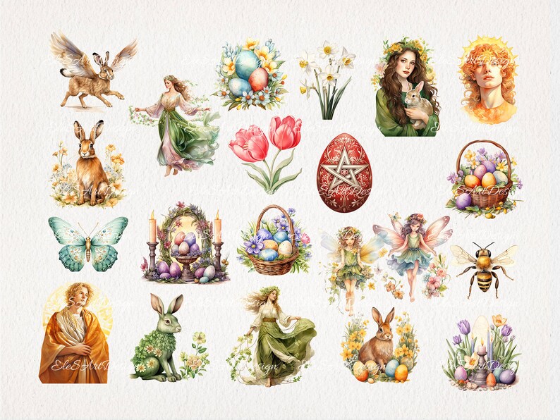 Ostara Wicca Wiccan Celtic Neopagan Watercolor Clipart PNG Bundle. AI ...