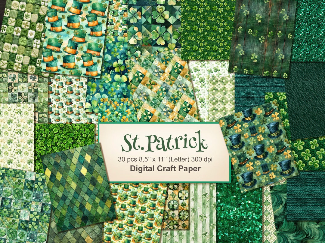 St. Patrick Digital Craft Paper. Letter Size. Watercolor, Fabric, Knit ...