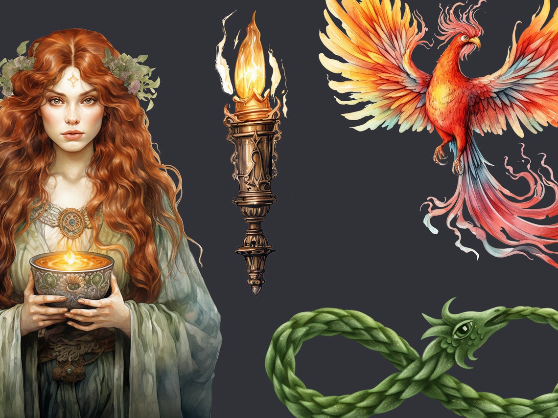 Imbolc 2 Wicca Wiccan Celtic Neopagan Watercolor Clipart. PNG Bundle ...