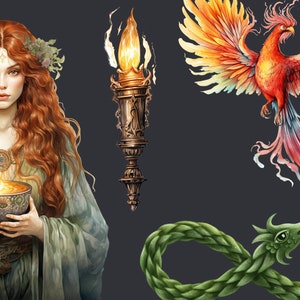 Imbolc 2 Wicca Wiccan Celtic Neopagan Watercolor Clipart. PNG Bundle ...