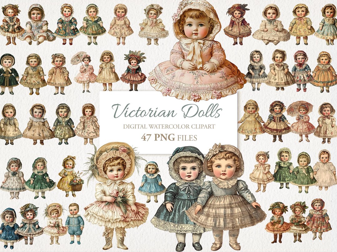 Victorian Paper Dolls Clipart Illustration, Junk Journal Ephemera ...