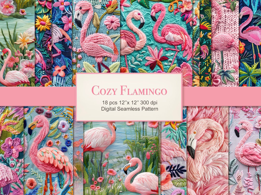 Cozy Flamingo Seamless Repeat Pattern 3d Knitted Felted Texture Digital ...