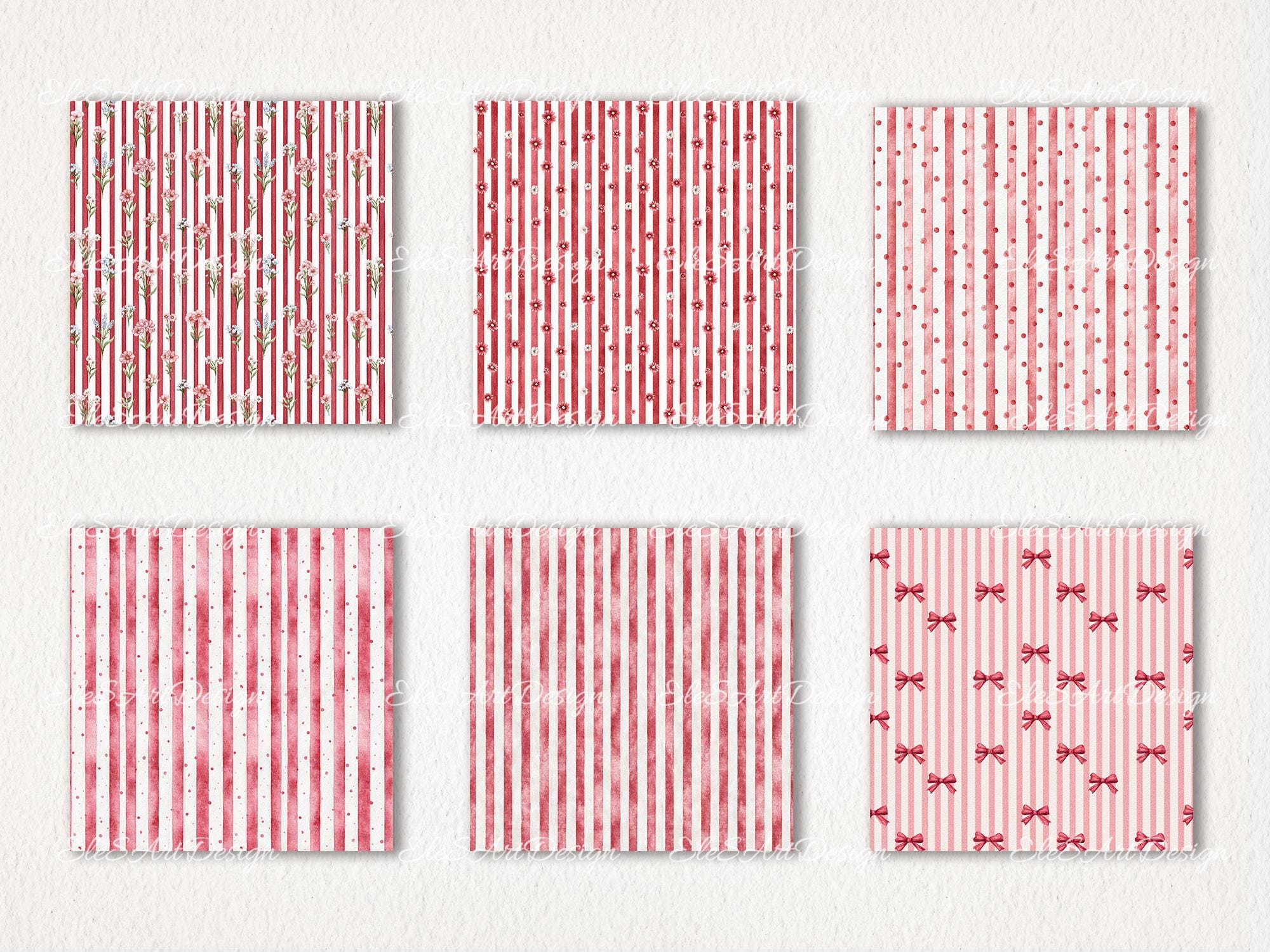 Watercolor Red Coquette Bow Frame and Seamless Pattern Papers ...