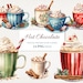 Hot Chocolate Christmas Winter Watercolor Clipart PNG Bundle. AI ...