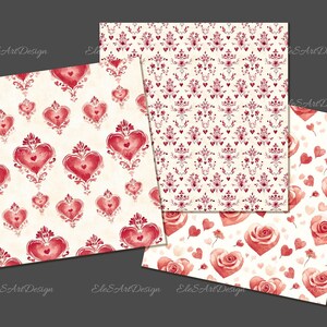 Valentine Hearts Seamless Pattern. Digital Craft Paper Bundle ...