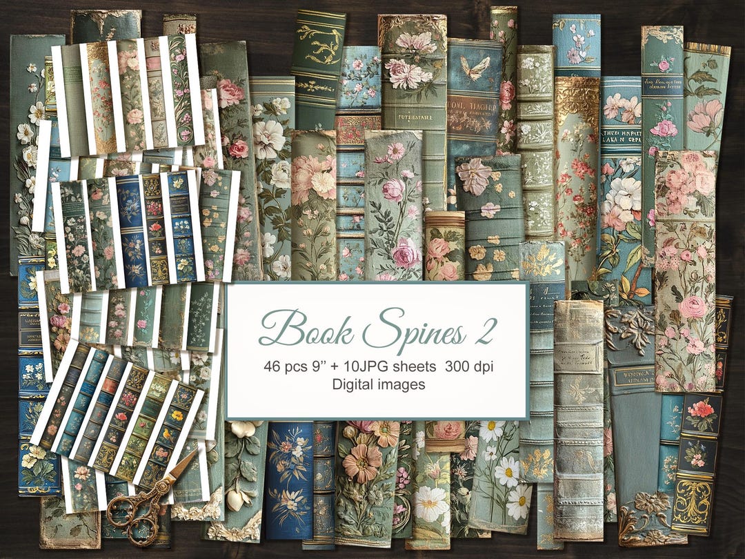 Vintage Victorian Book Spines for Junk Journal. Digital Download. 46 ...