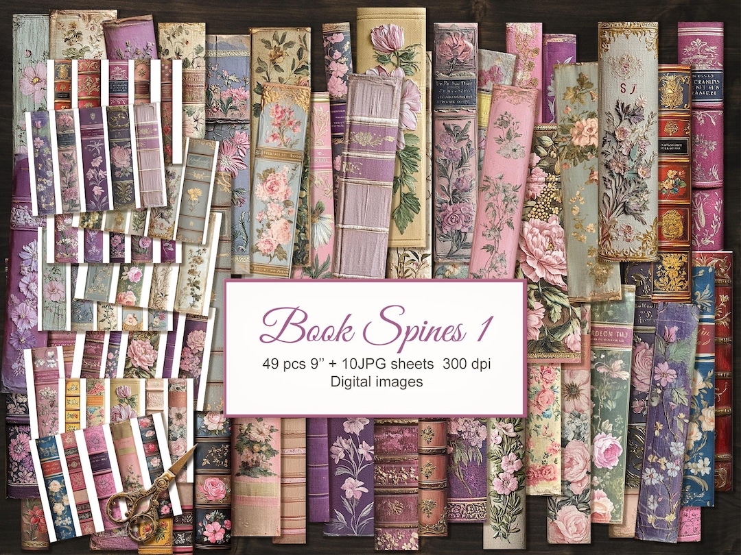 Vintage Victorian Book Spines for Junk Journal. Digital Download. 49 ...