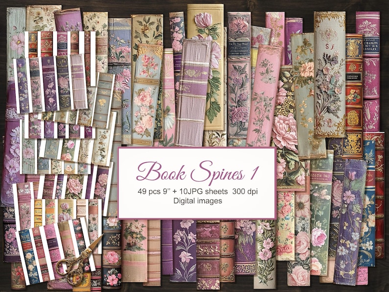 Vintage Victorian Book Spines for Junk Journal. Digital Download. 49 ...