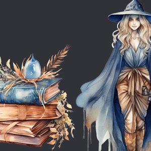 Wicca Witch Boho Style Witchcraft Watercolor Clipart PNG Bundle AI ...