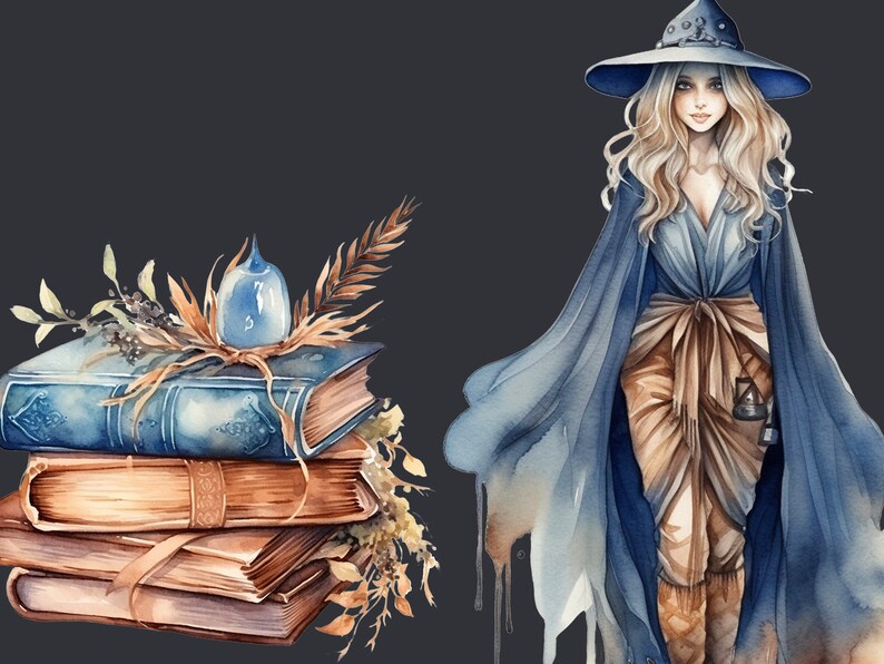 Wicca Witch Boho Style Witchcraft Watercolor Clipart PNG - Etsy