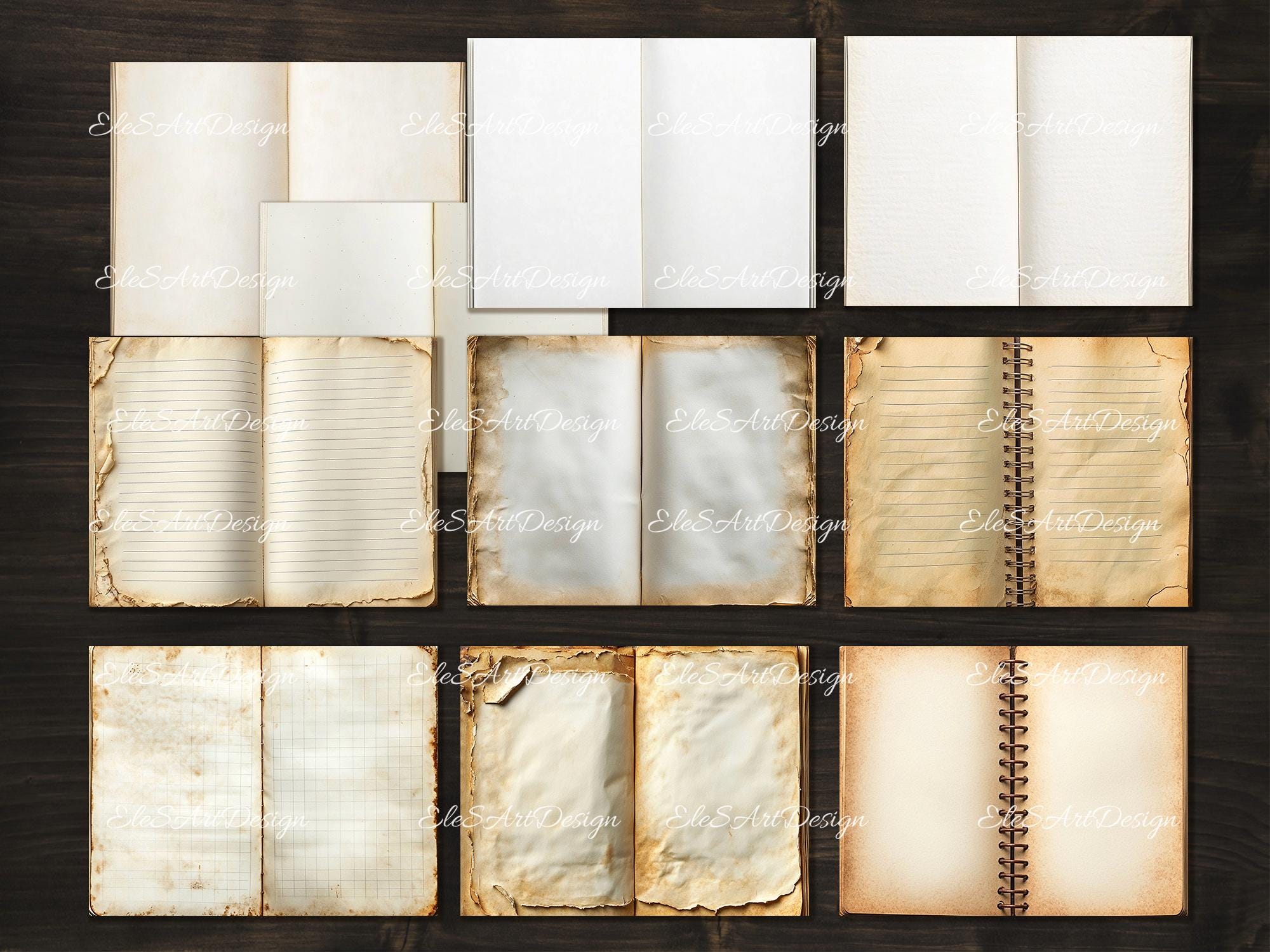 Open Empty Junk Journal Book Pages. Vintage Double Blank Papers ...