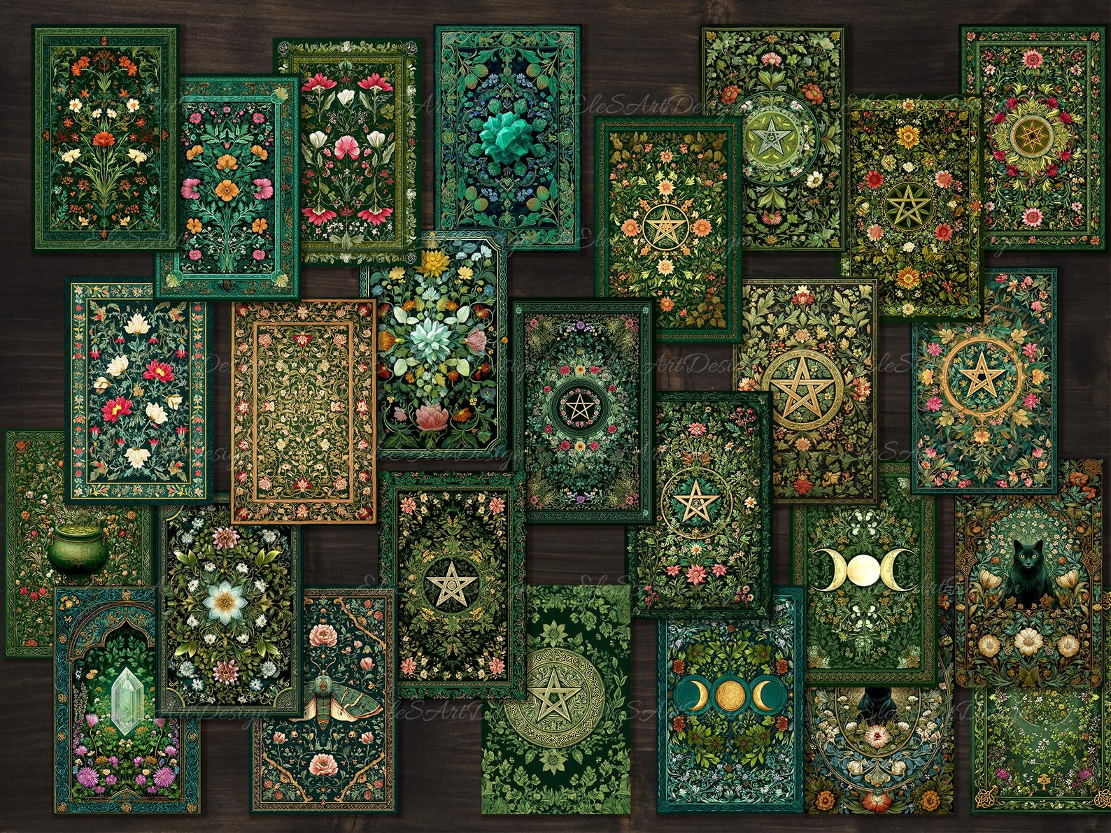 Wiccan Floral Book Covers Spines for Junk Journal. Digital Download - Etsy
