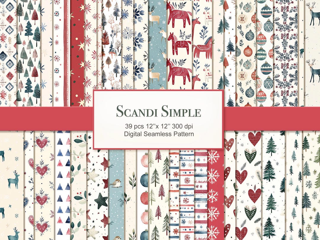 Simple Scandinavian Christmas Winter Seamless Watercolor Pattern ...