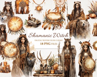 Northern Witch North Ice Witchcraft Watercolor Clipart PNG Bundle. AI ...