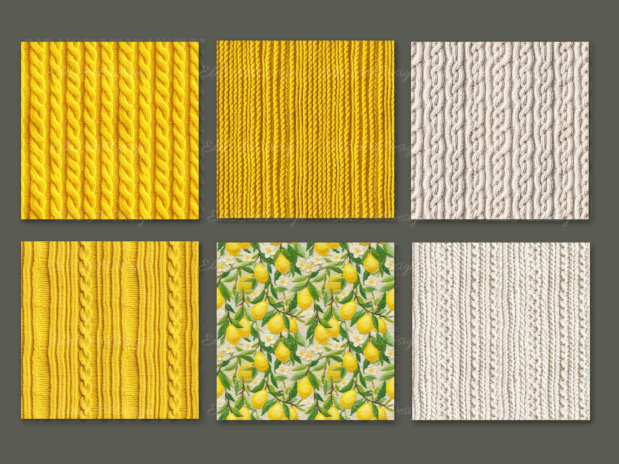 Cozy Lemon Seamless Pattern. Knitted Felted Embroidered Texture Digital ...