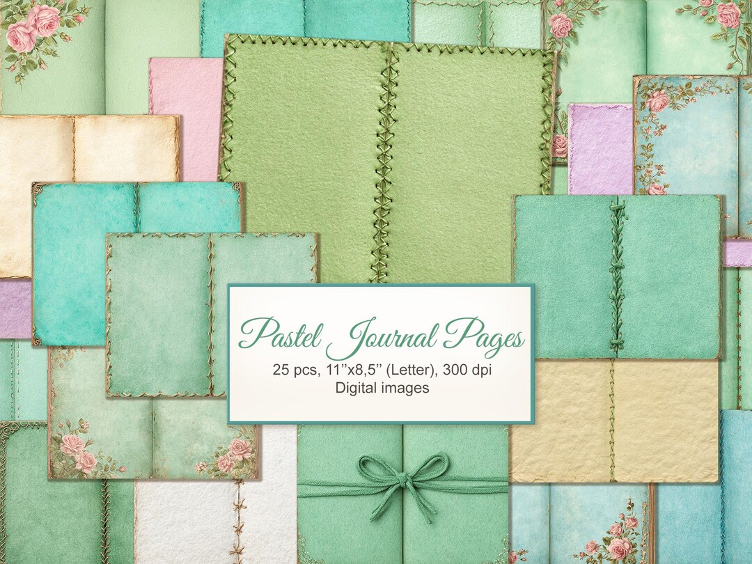 Pastel Empty Junk Journal Double Pages. Printable Blank Papers. Digital ...