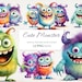 Cute Colorful Baby Monster Watercolor Clipart PNG Bundle. Children ...