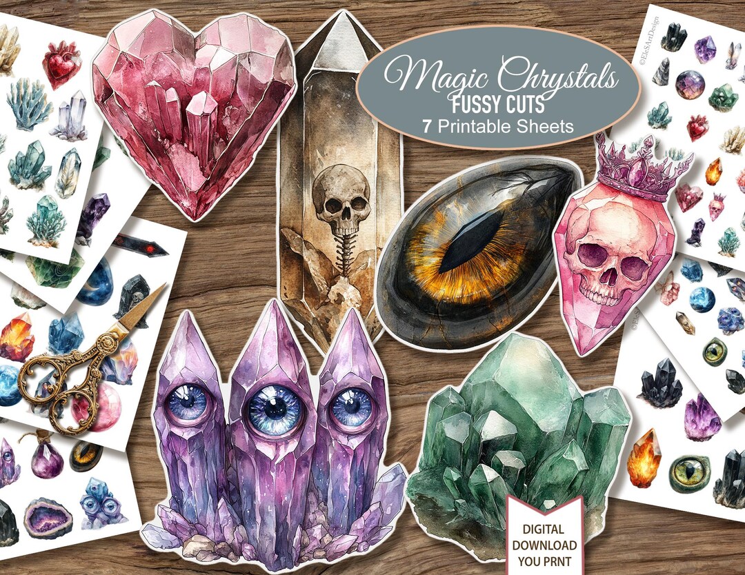 Magic Chrystals Fussy Cuts. Wizard School Witchy Junk Journal Ephemera ...