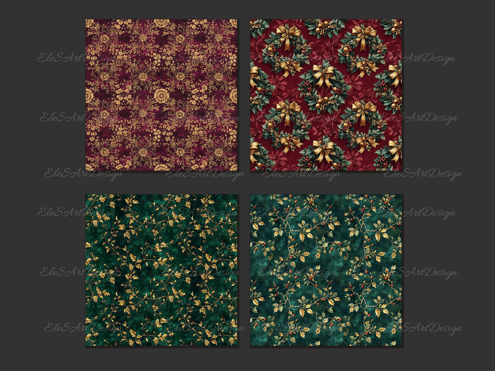 Victorian Christmas Seamless Pattern. Digital Craft Paper Bundle ...