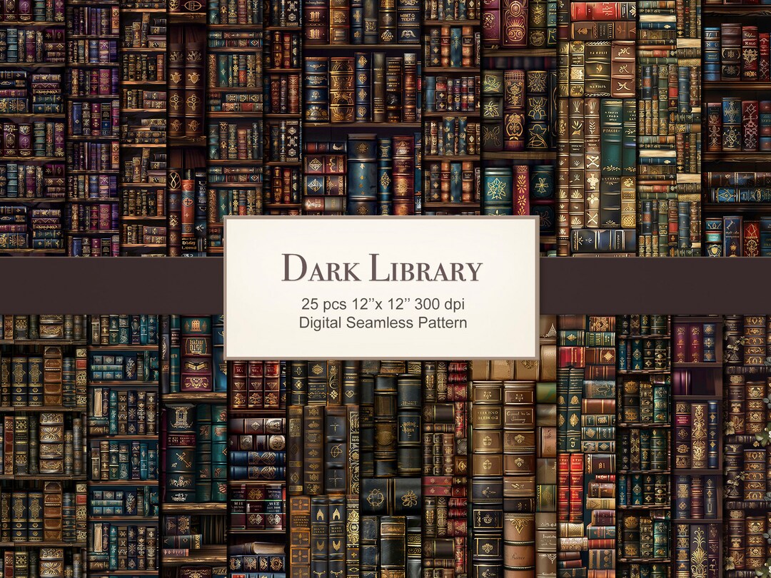 Dark Library Vintage Books Seamless Pattern Texture. Digital Paper ...