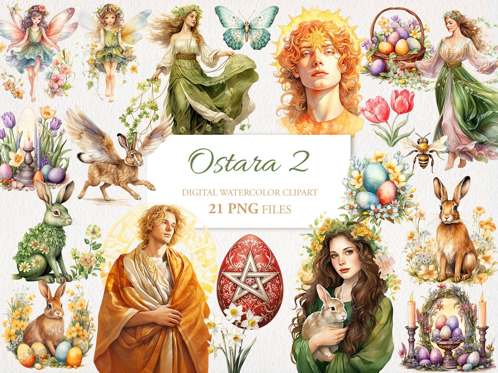 Ostara Wicca Wiccan Celtic Neopagan Watercolor Clipart PNG Bundle. AI ...