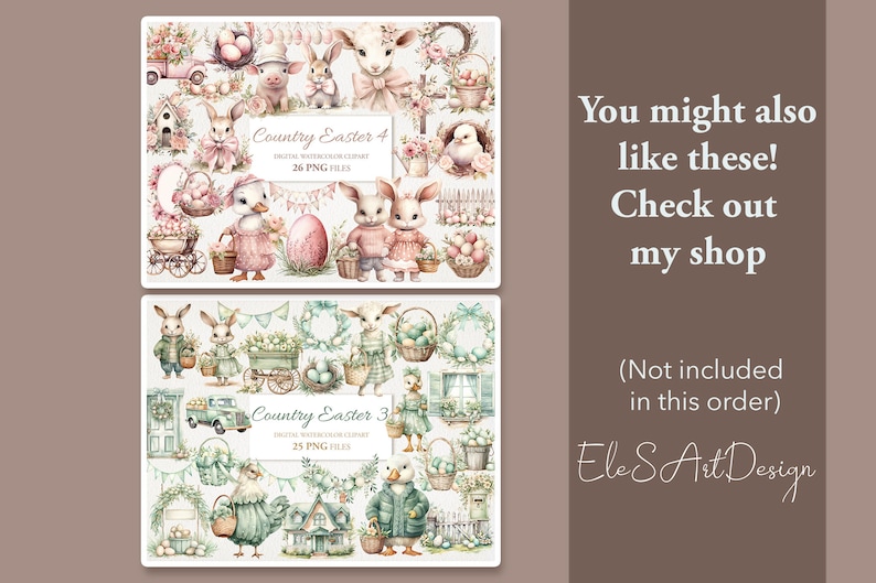Gentle Pastel Easter Watercolor Clipart PNG Bundle. AI Illustration ...