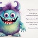 Cute Colorful Baby Monster Watercolor Clipart PNG Bundle. Children ...
