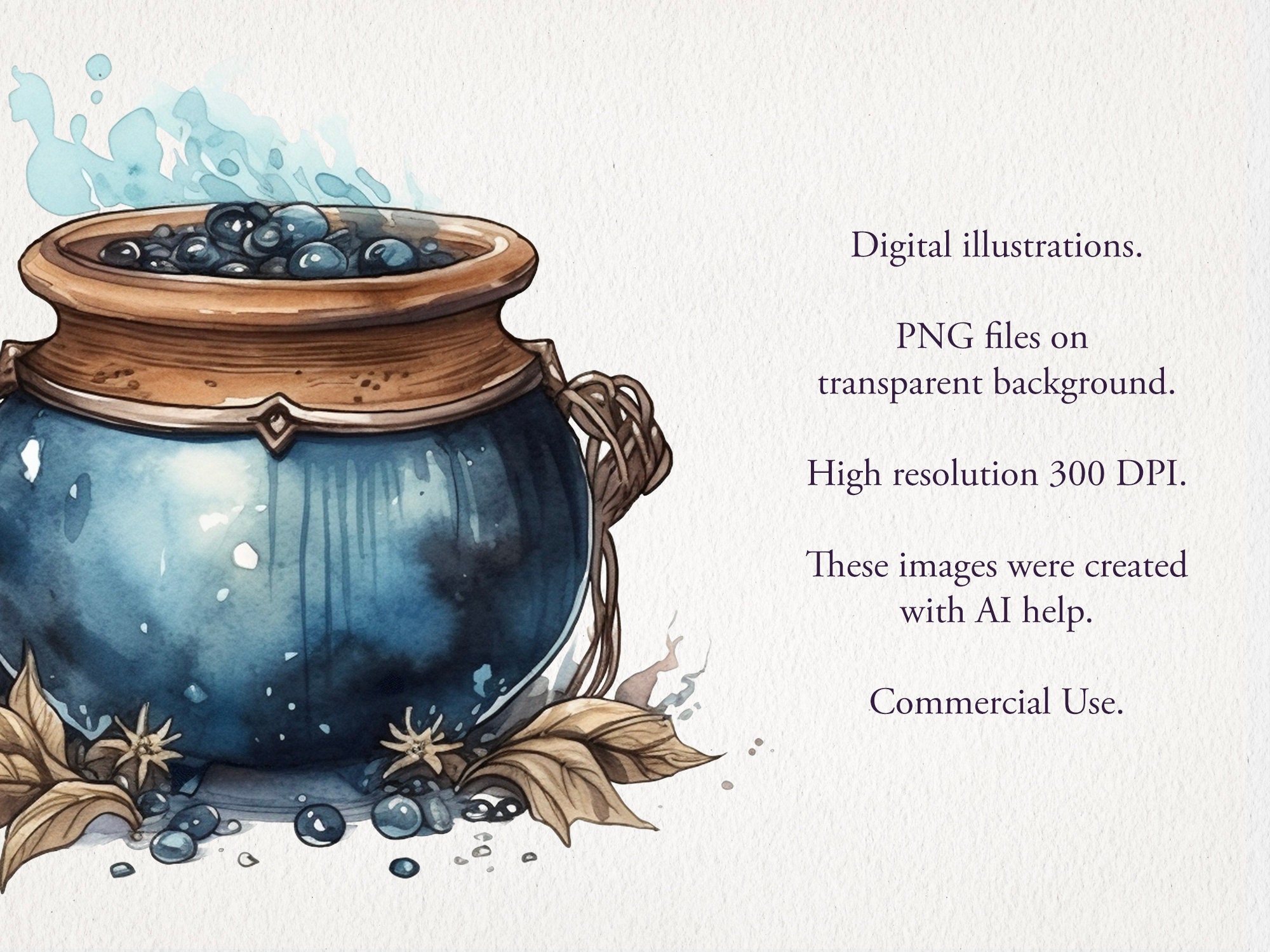 Wicca Witch Boho Style Witchcraft Watercolor Clipart PNG Bundle AI ...