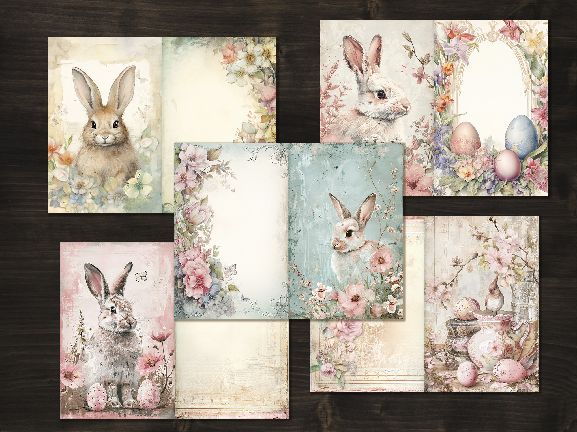 Easter Junk Journal Printable Pages. Letter Size. Bunny Rabbit Birds ...