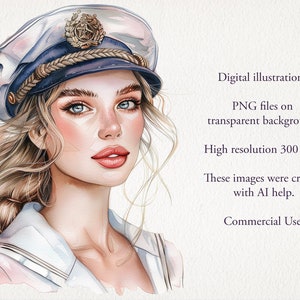 Pink Nautical Watercolor Clipart PNG Bundle. Ocean Sea Captain. AI ...