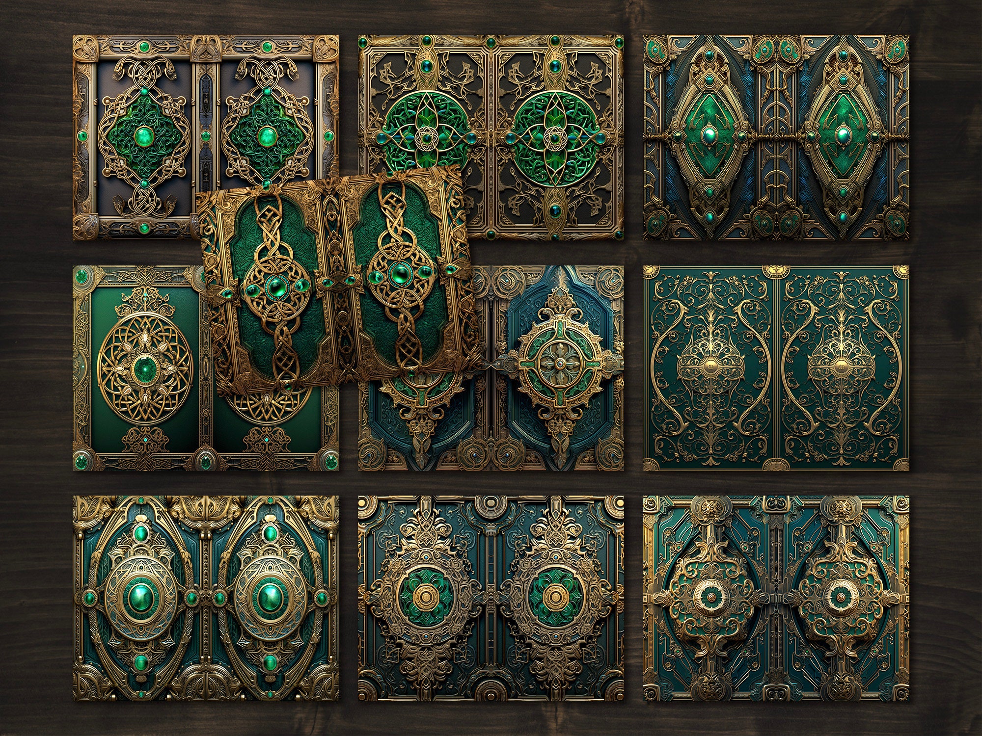 Green Golden Junk Journal Covers. Digital Download. Printable Celtic ...