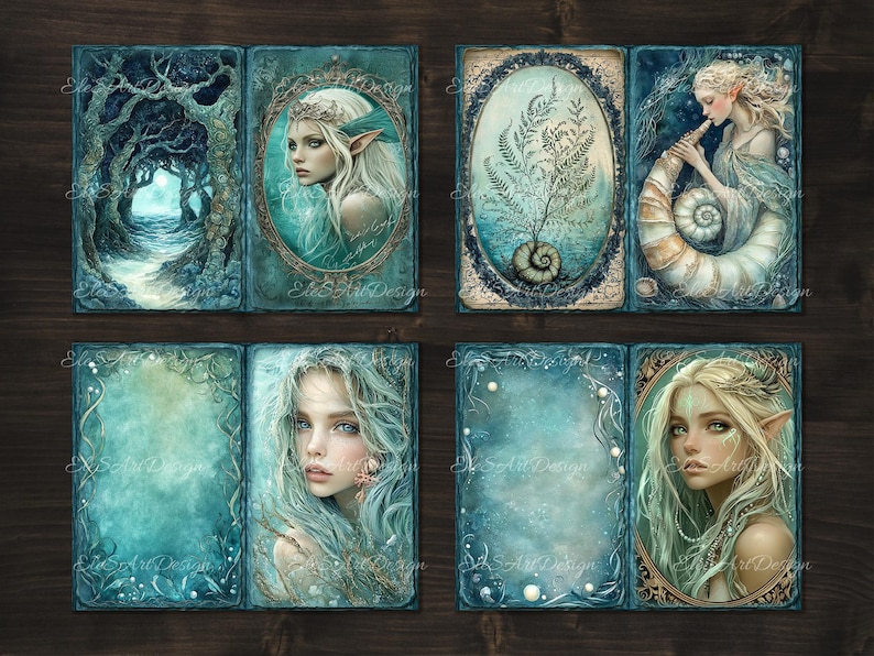 Ocean Elf. Elven Junk Journal. Underwater Fairy Fantasy Double Pages ...