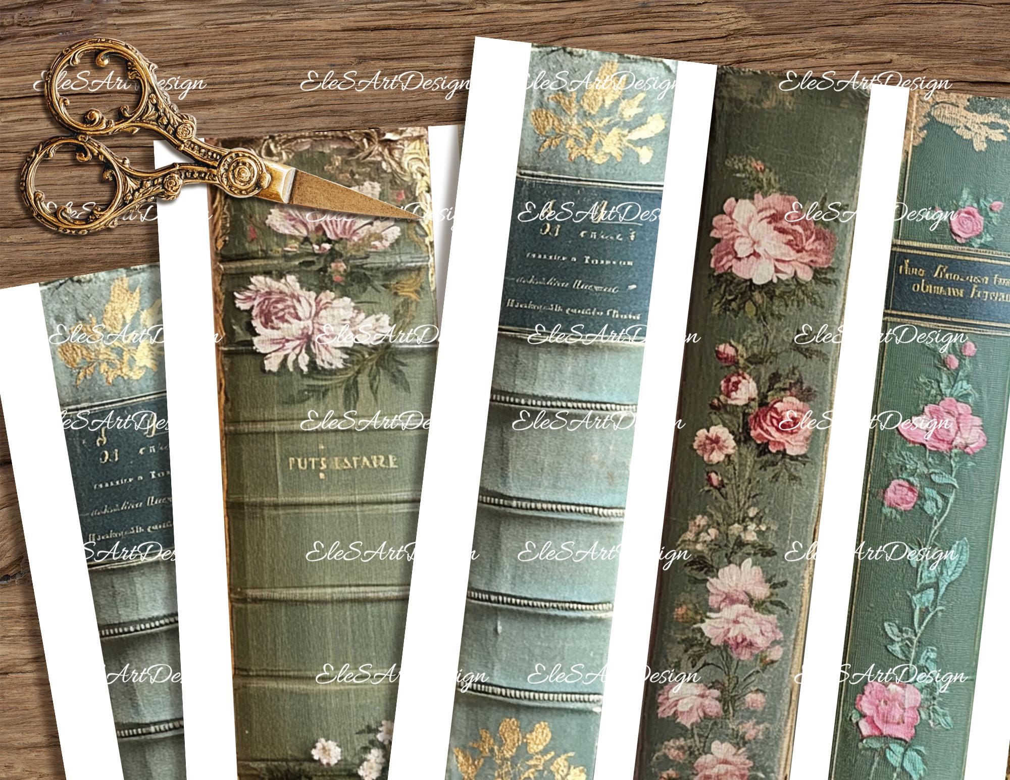 Vintage Victorian Book Spines for Junk Journal. Digital Download. 46 ...