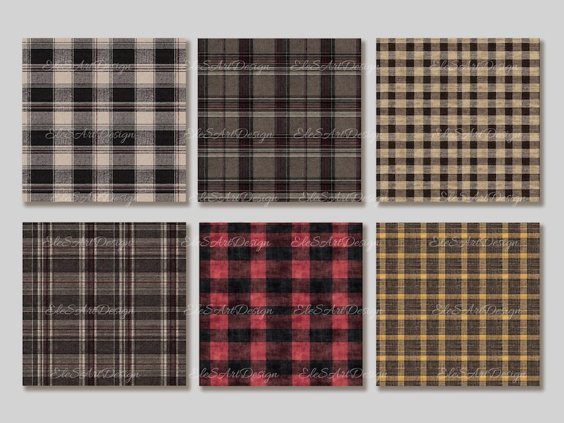 Gingham Plaid Seamless Pattern. Digital Craft Paper Bundle. Commercial ...