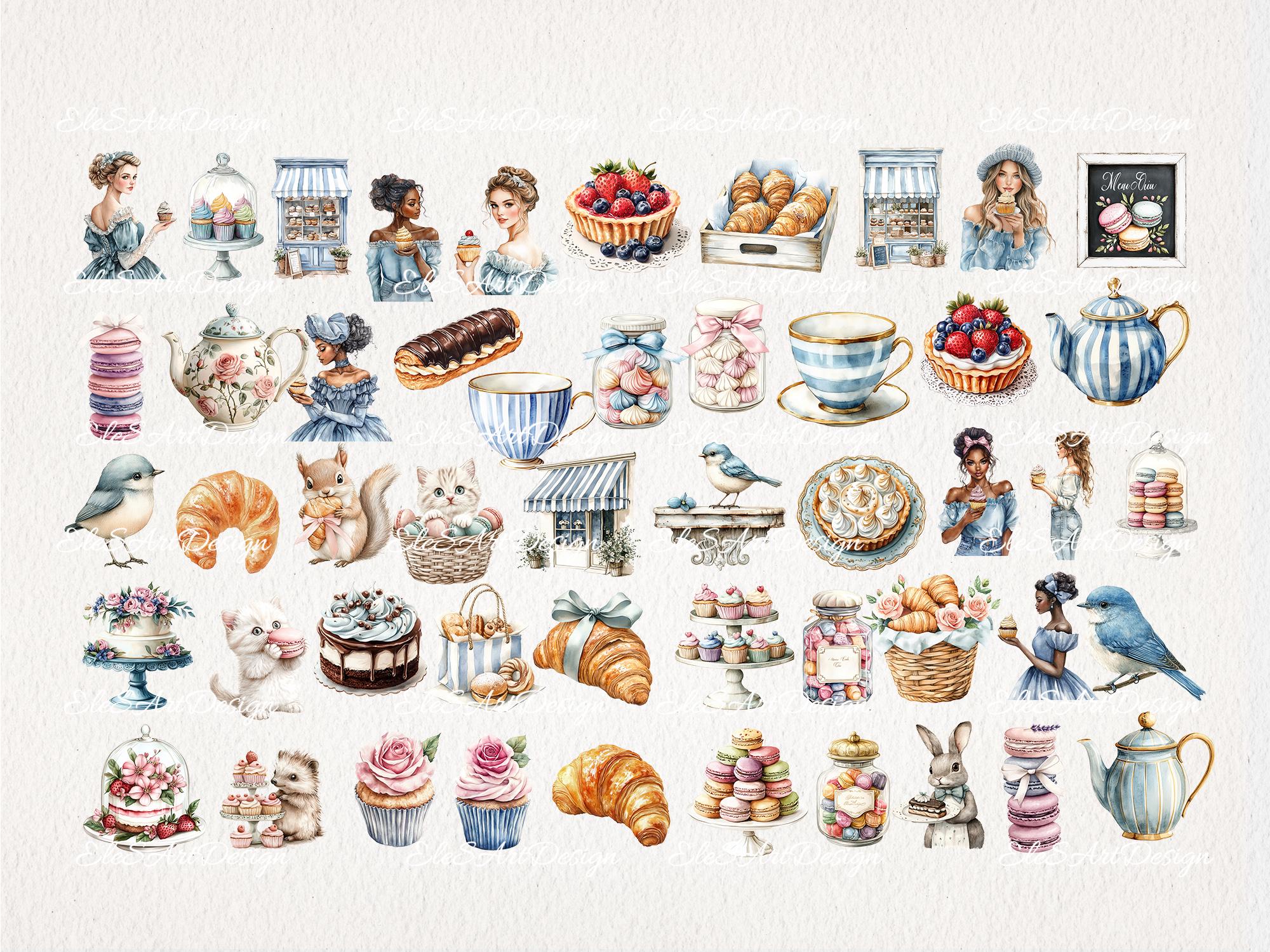 French Pastry Watercolor Clipart Bundle. Baking Cooking Sweet Food ...