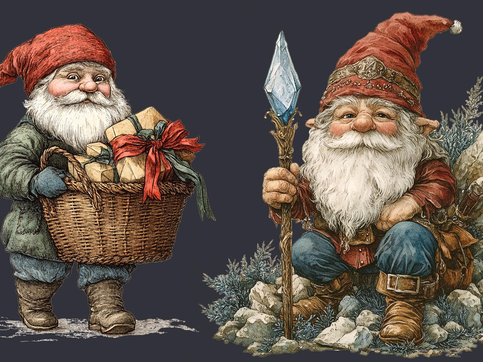 Yule Gnome Watercolor Clipart Bundle. Wicca Wiccan Magic Fantasy. AI ...