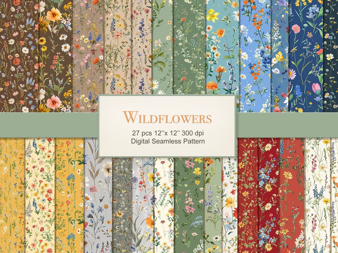 Wildflowers Seamless Pattern. Cottagecore Floral Digital Craft Paper ...