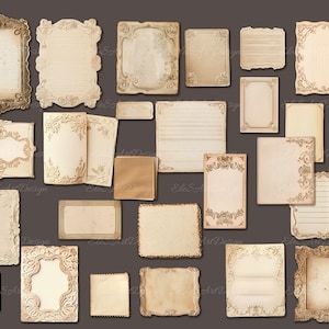 70 PNG Empty Notes. Vintage Beige Frames Labels Tags for Junk Journal ...