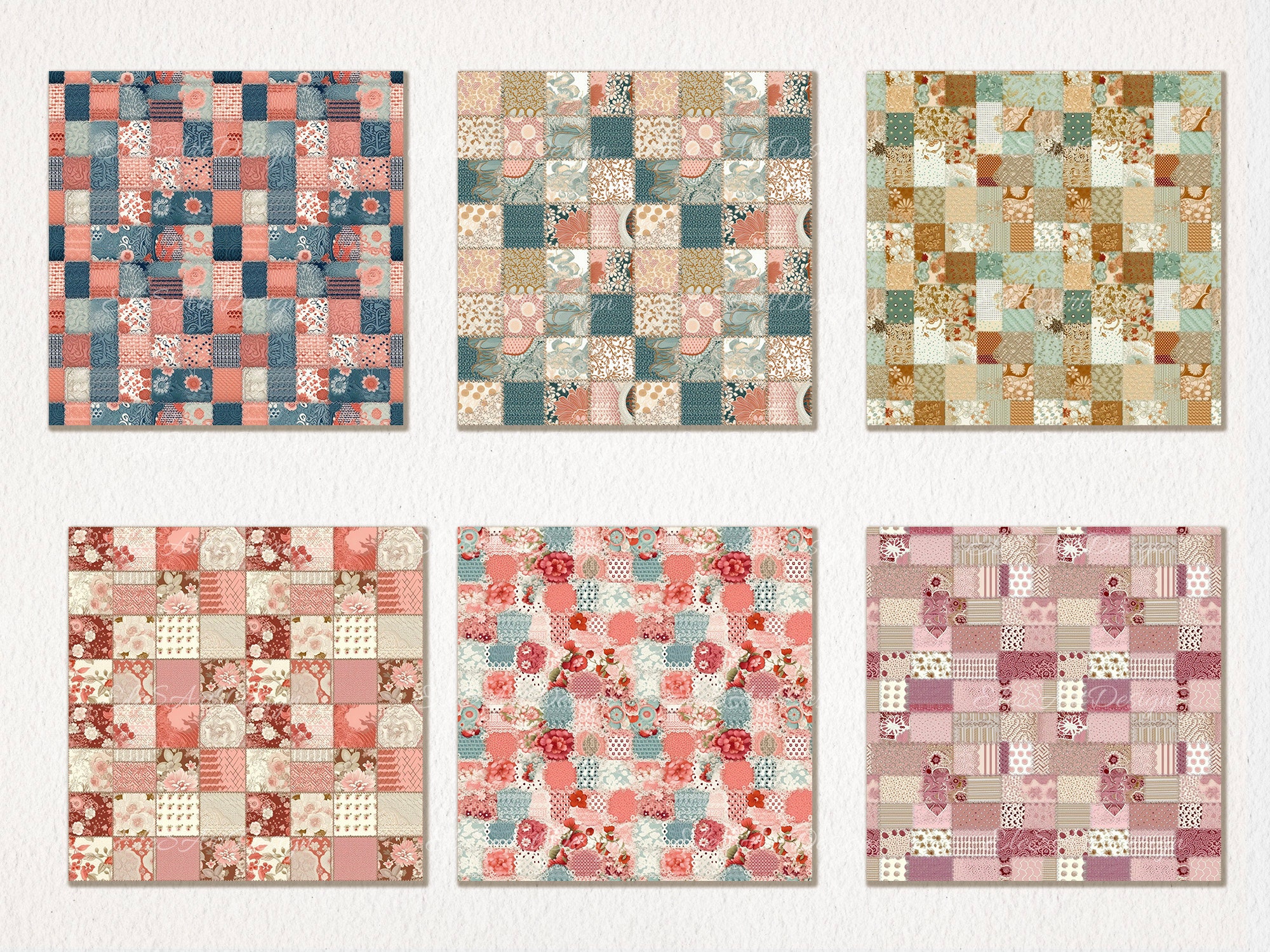 Patchwork Seamless Pattern Paper Pages. Commercial Use. Crafting, Scrapbook, Junk Journal. 21 ...