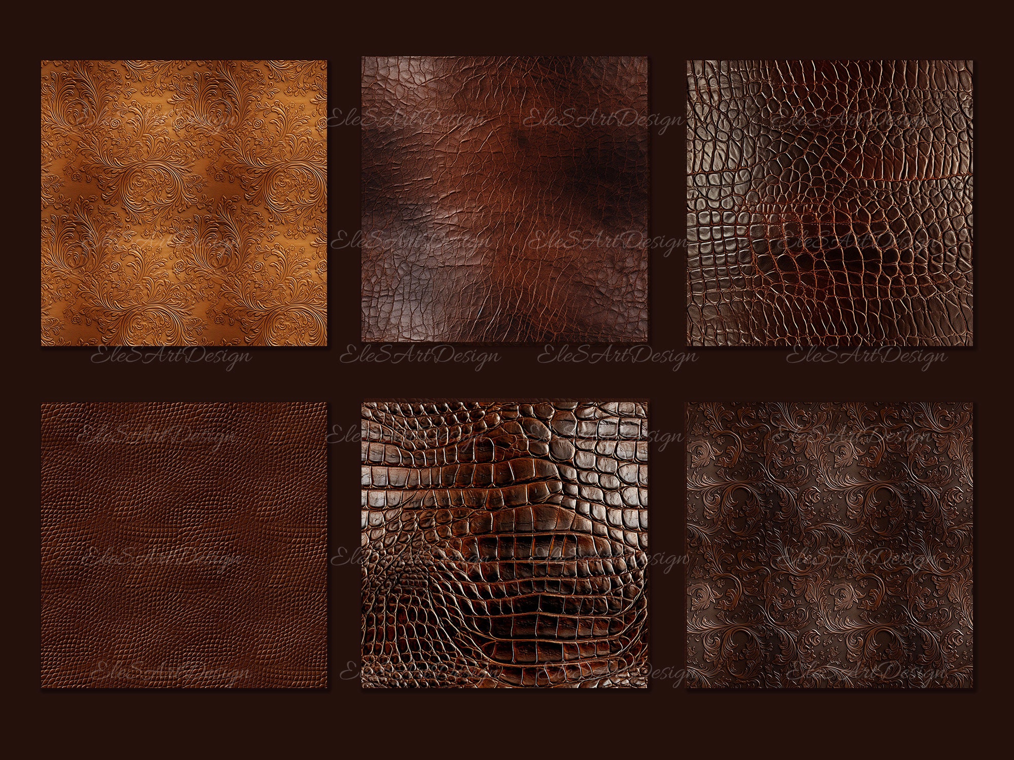 Brown Leather Seamless Pattern Texture Craft Paper Pages. Floral ...