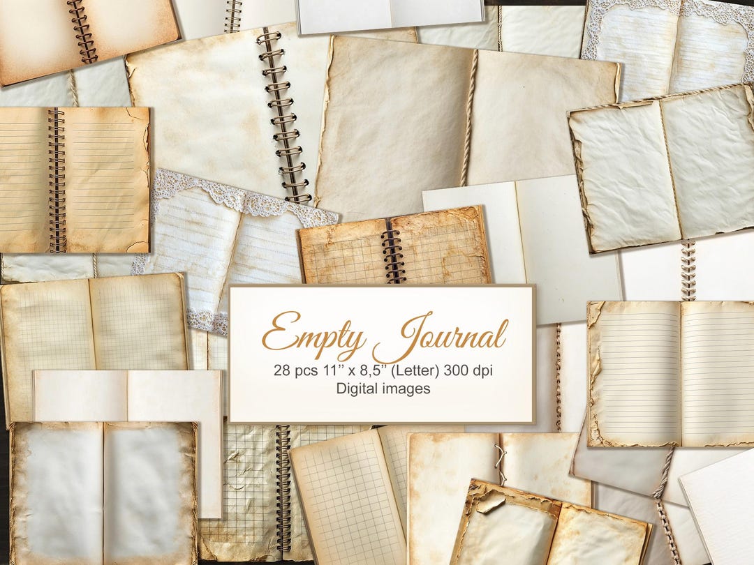 Open Empty Junk Journal Book Pages. Vintage Double Blank Papers ...