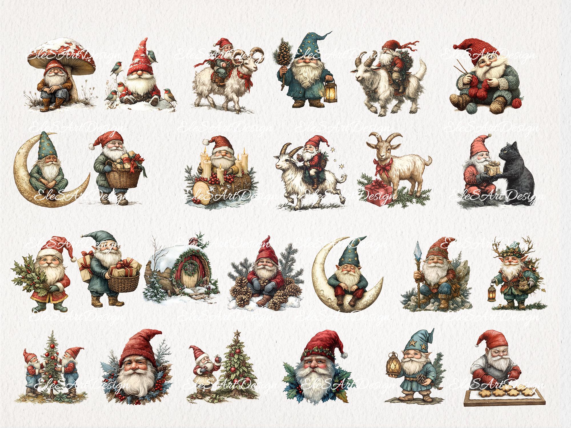 Yule Gnome Watercolor Clipart Bundle. Wicca Wiccan Magic Fantasy. AI ...