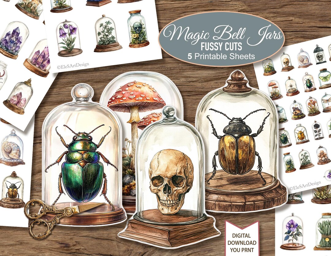 Magic Bell Jars Fussy Cuts. Magic Wizard School Witchy Junk Journal ...
