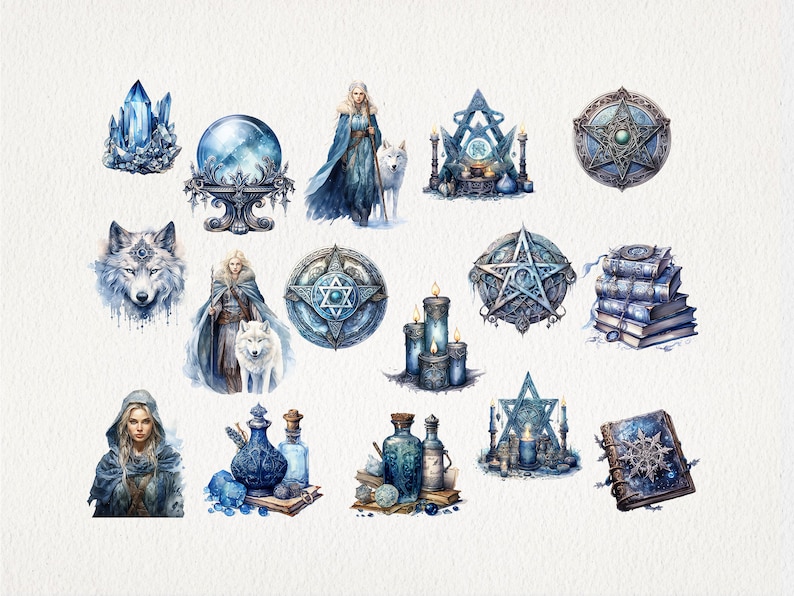 Northern Witch North Ice Witchcraft Watercolor Clipart PNG - Etsy