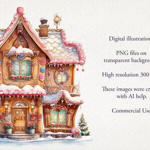 Christmas Winter Gingerbread Houses Watercolor Clipart PNG Bundle. AI ...